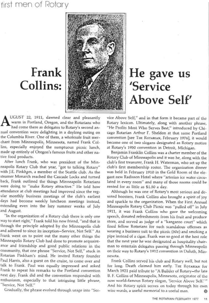 Frank Collins | Rotary Global History Fellowship (RGHF)